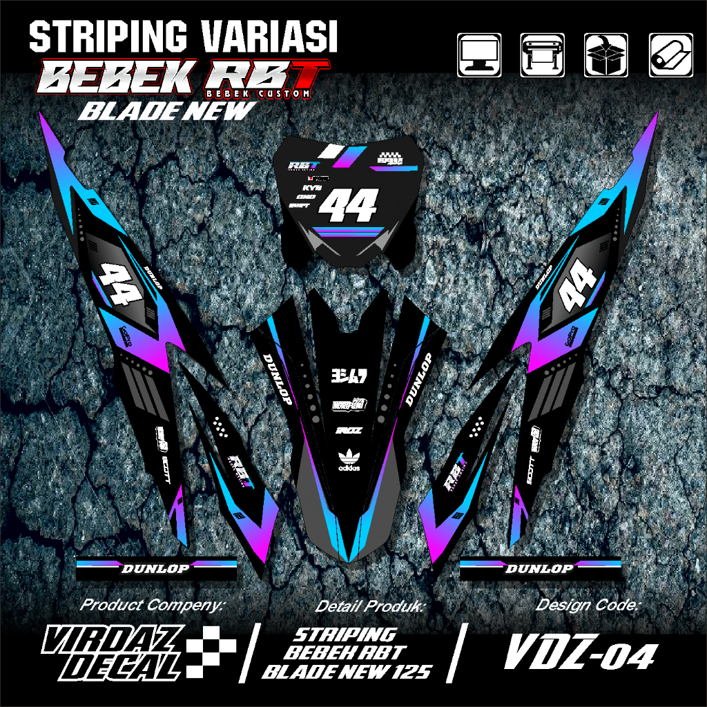 Jual Sticker Striping MOTOR BLADE NEW 125 RBT BEBEK MODIF SUPERMOTO YZ ...