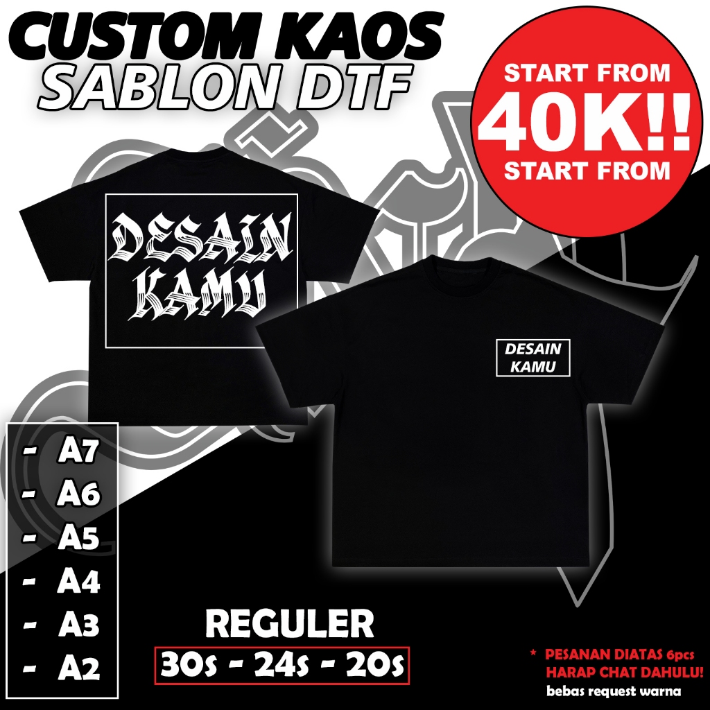 Jual BAJU KAOS REGULER SABLON CUSTOM SATUAN FOTO GAMBAR NAMA TULISAN KATA - KATA DESAIN SENDIRI ...