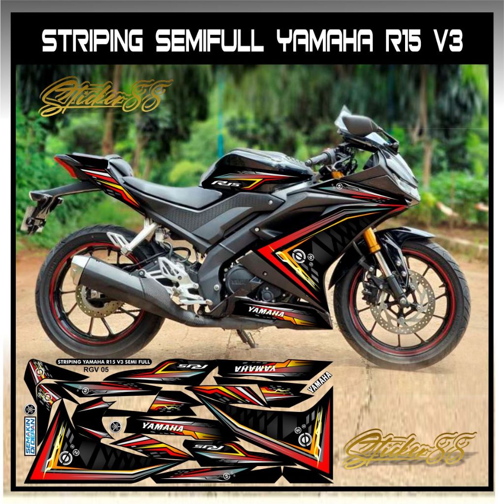 Jual STRIPING R15 V3 SEMIFULL / R15 V3 MOTIF 16 SIMPLE DASAR WARNA ...