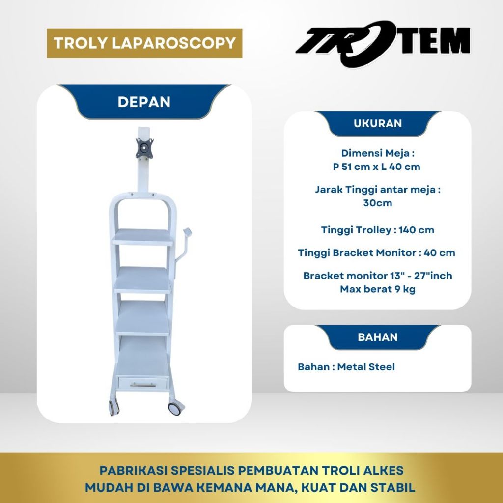 Jual Trotem - Troly Laparoscopy / Troly Endoscopy - Dimensi Meja P 51cm ...