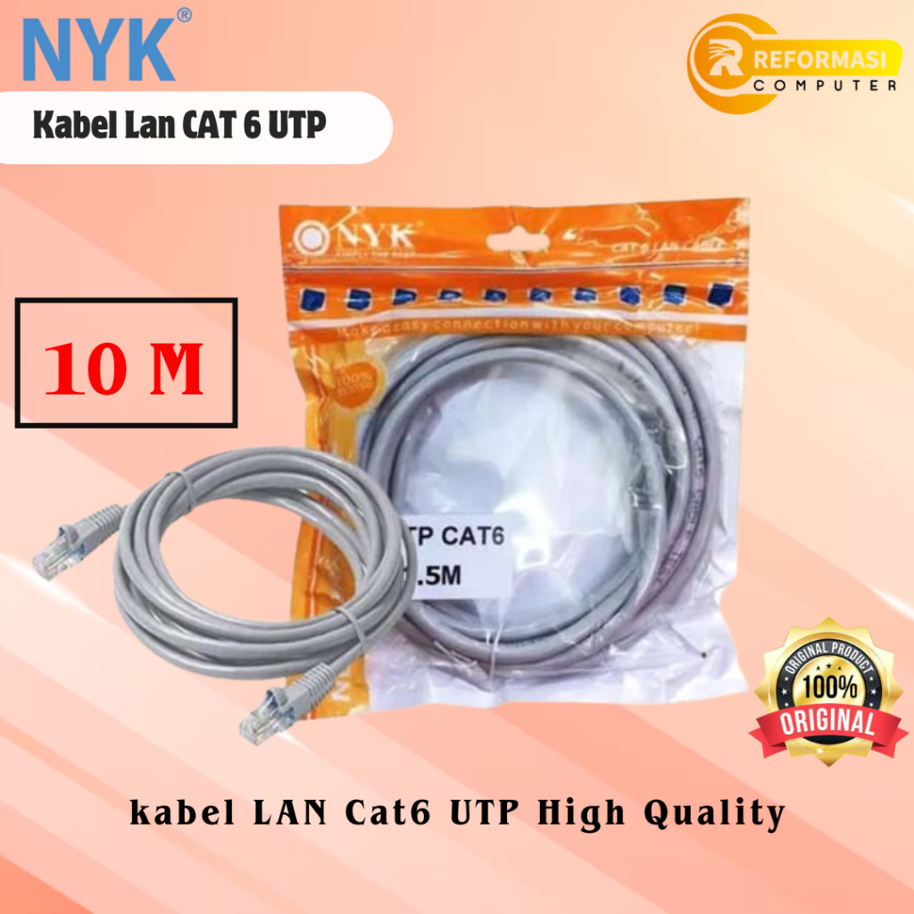 Jual NYK kabel LAN 10M Cat6 UTP cable LAN 10 meter High Quality | Shopee Indonesia