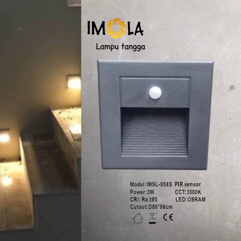 Jual Lampu Tangga Minimalis LED 3wat/Imola Lampu Tangga PIR Sensor ...