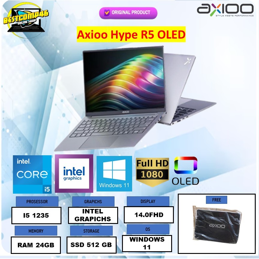 Jual Axioo Hype R5 OLED I5 1235 24GB 512GB W11 14.0FHD (UNDER 1KG ...