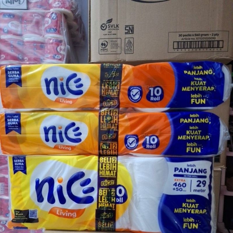 Jual Tissue Toilet Nice 10 Roll x 230 Sheet 2Ply (2 Lebih Hemat ...