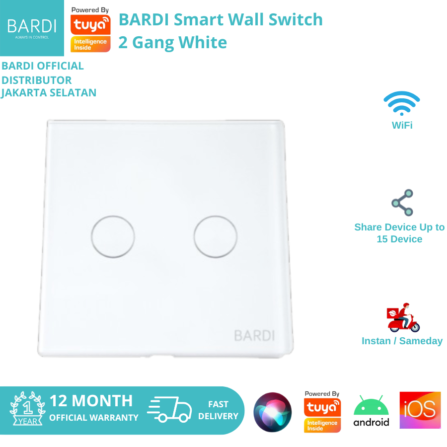 Jual Bardi Smart Wall Switch Saklar Pintar Touch WiFi Smart Home EU 2 ...