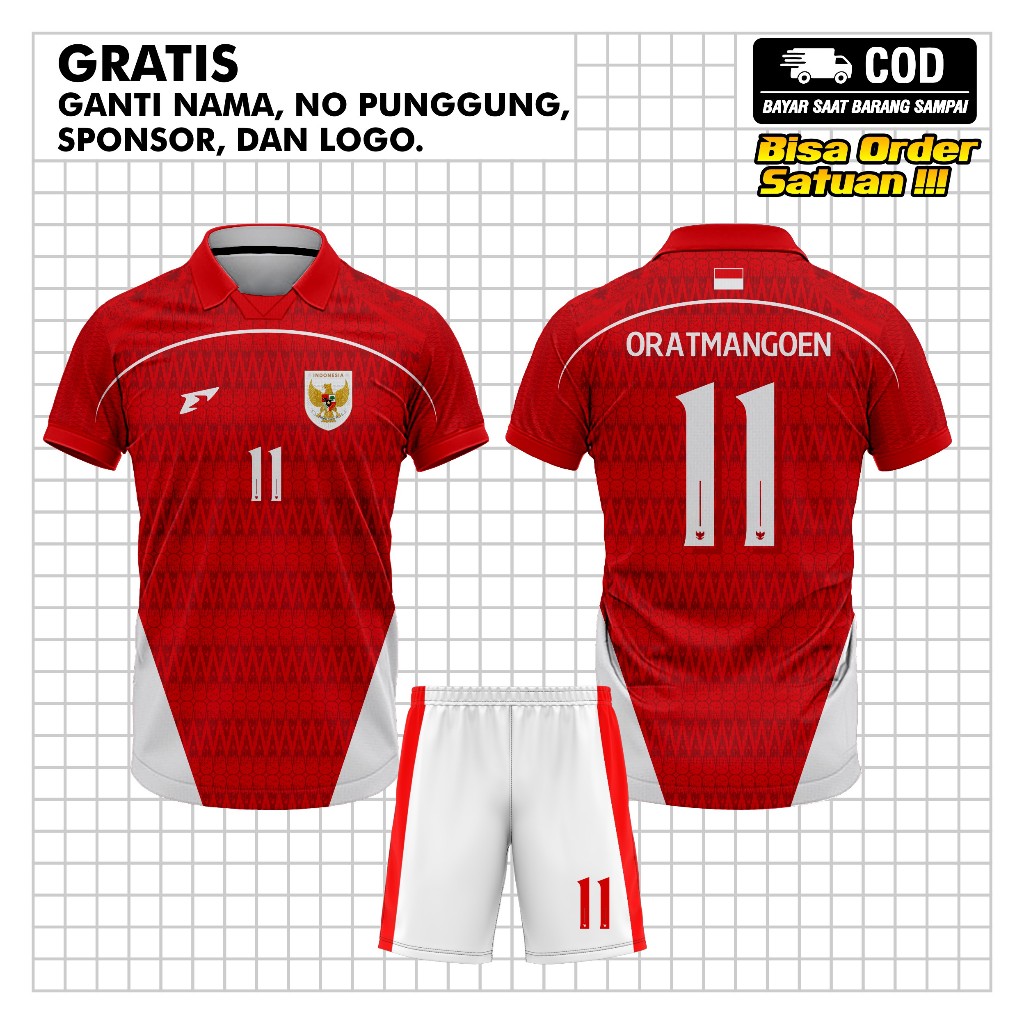 Jual JERSEY BOLA TIMNAS INDONESIA 2024-2025 TERBARU FULL PRINTING (BISA SATUAN) | Shopee Indonesia