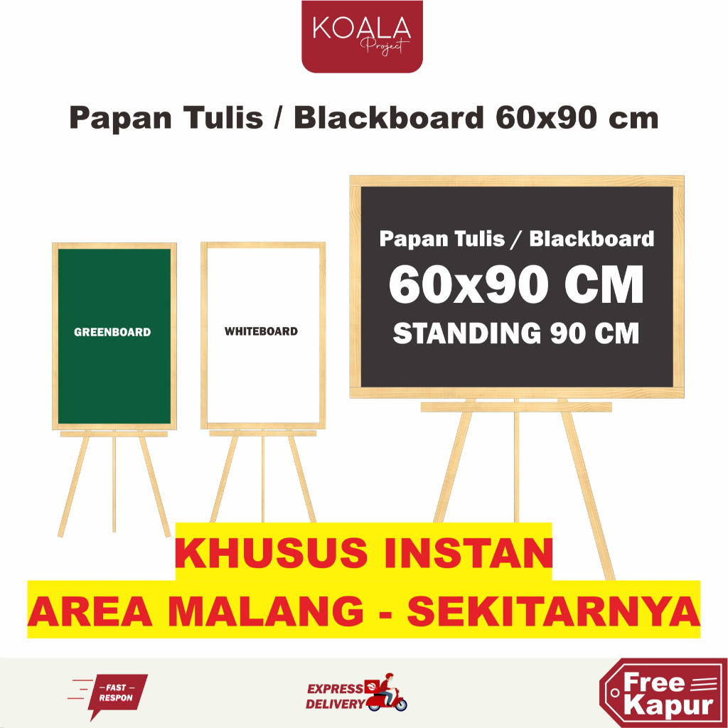 Jual PAPAN TULIS KAPUR BLACKBOARD GREENBOARD WHITEBOARD 60X90 CM ...