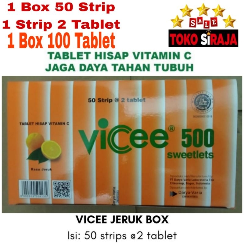 Jual VICEE 500 1 BOX 100 TABLET RASA JERUK / VITAMIN C TABLET HISAP 1 ...