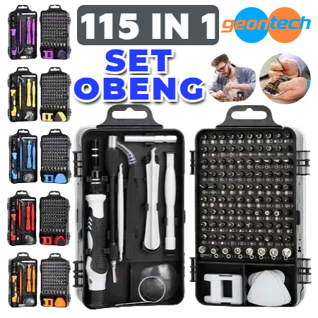 Jual 【𝑮𝑬𝑶𝑵𝑻𝑬𝑪𝑯】Obeng Set Lengkap 115 in 1 Obeng Hp Multifungsi Full Set Alat Bongkar Mini ...