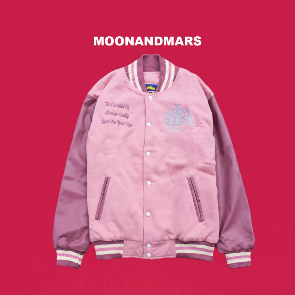 Jual Moonandmars x Olla Varsity Jacket Peach Purple | Shopee Indonesia