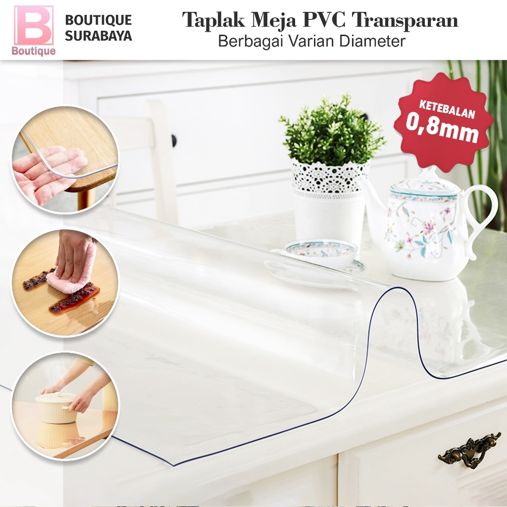 Jual Boutique - Taplak Meja Bening Transparan PVC Premium Bisa Custom Ukuran Mika Plastik High ...