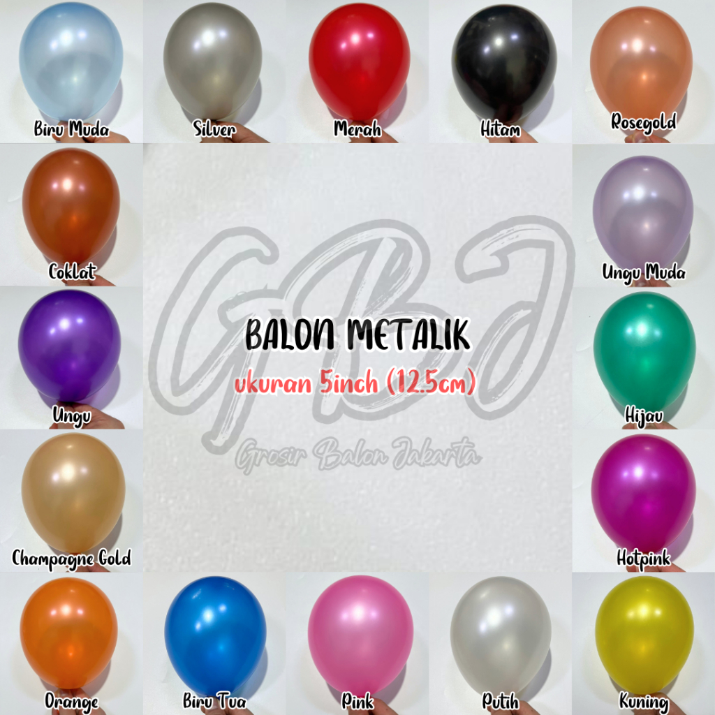 Jual (SATUAN) Balon METALIK Latex - 5 inch | Shopee Indonesia