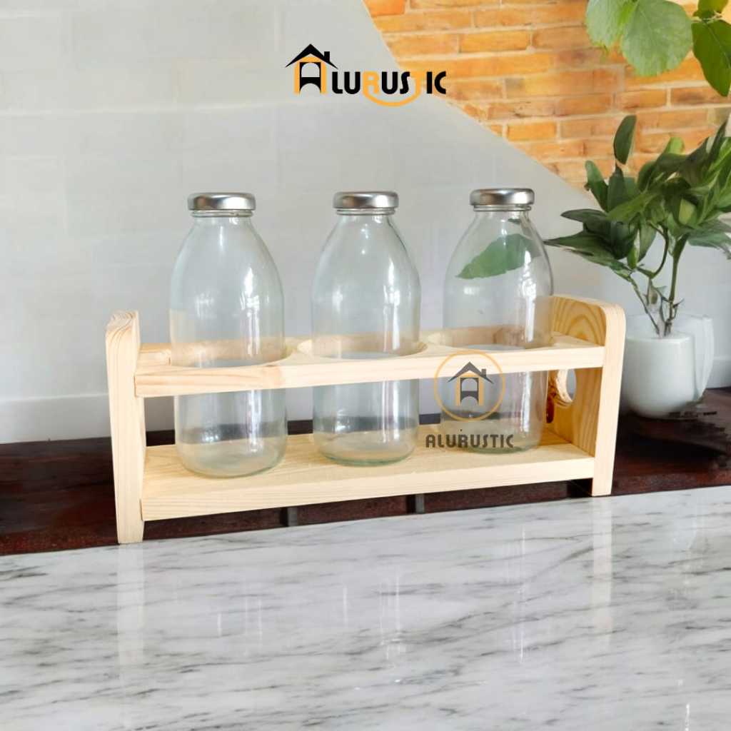 Jual RAK BOTOL KAYU AESTHETIC RAK DAPUR TEMPAT BOTOL PENYIMPANAN BOTOL ...