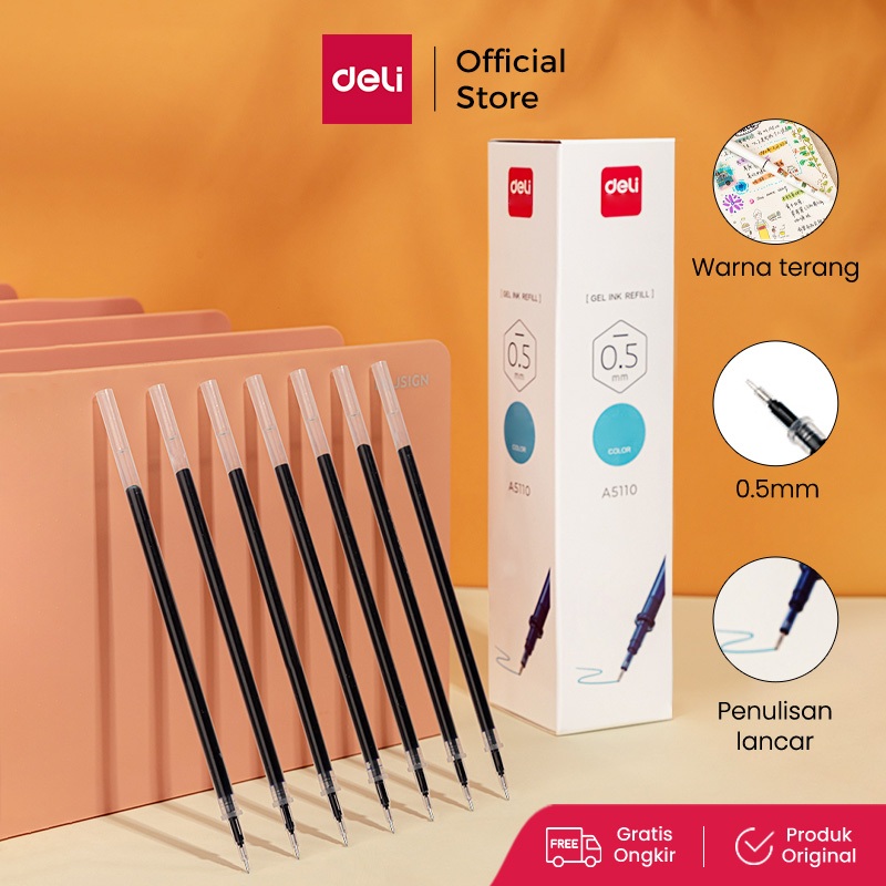 Jual Deli Isi Tinta Pulpen Gel / Gel Ink Refill 0.5mm A5110 | Shopee ...