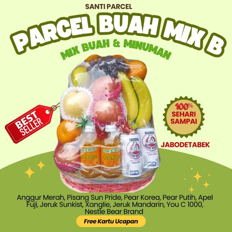 Jual parcel buah/ hampers premium + Mix minuman You C 1000 dan susu ...
