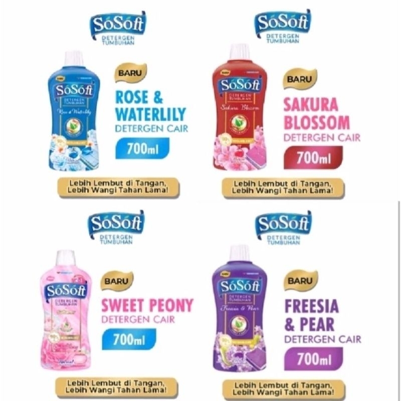 Jual So Soft Deterjen Cair Botol 700 ml All Varian | Shopee Indonesia