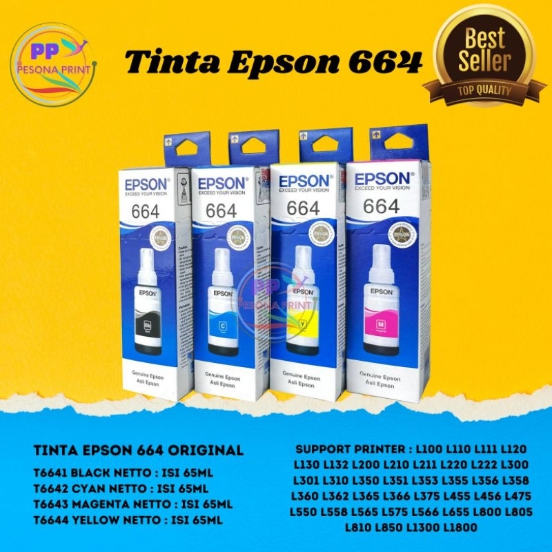 Jual Tinta Epson 664 For Printer L100 L120 L200 L210 L220 L310 L360 ...