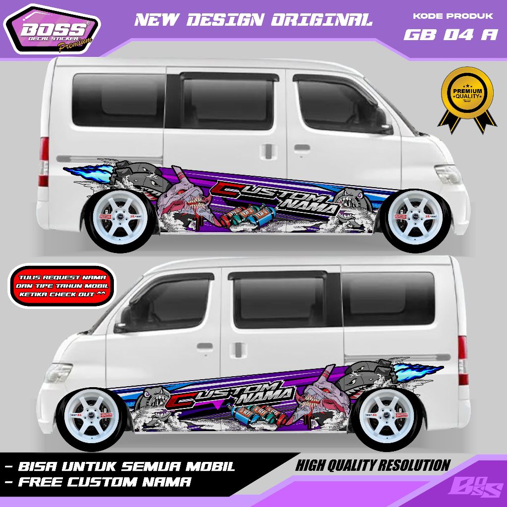 Jual GB 04 - STIKER DECAL MOBIL GRANMAX MINIBUS APV HIACE LUXIO BLINVAN ...