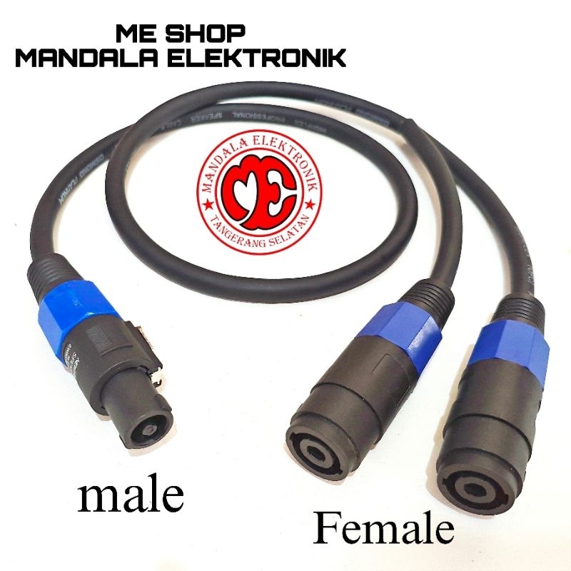 Jual kabel speaker 4×2.5mm cabang satu spikon male to dua spikon female ...