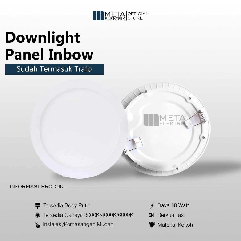 Jual Lampu downlight panel LED 18 w lampu plafon model panel 18 watt ...
