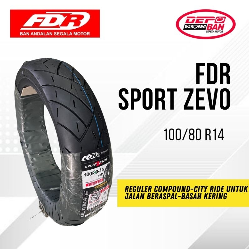 Jual BAN MATIC DEPAN/BELAKANG TUBLESS MERK FDR TYPE ZEVO UKURAN 100/80-14 ORIGINAL!! NEW ...