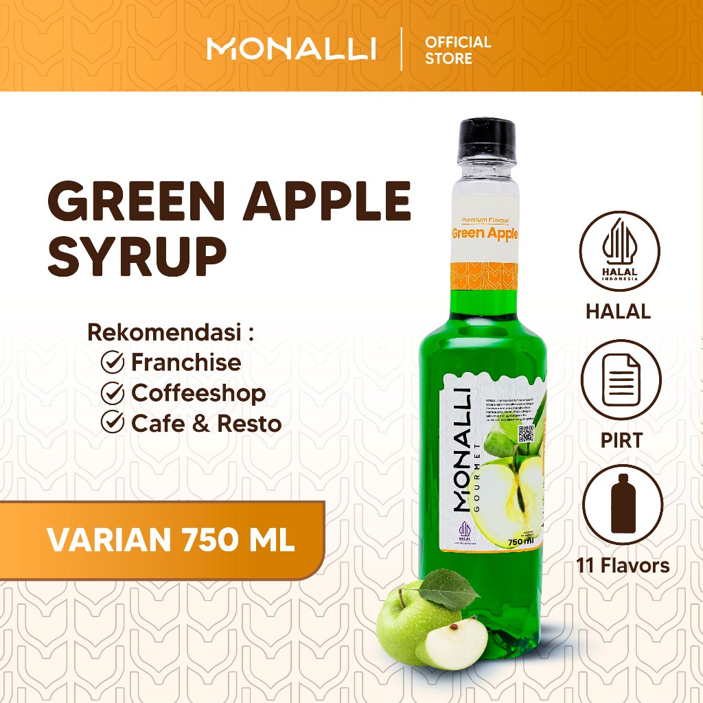 Jual Monalli Syrup - 750 mL Green Apple Syrup / Sirup Apel Hijau ...