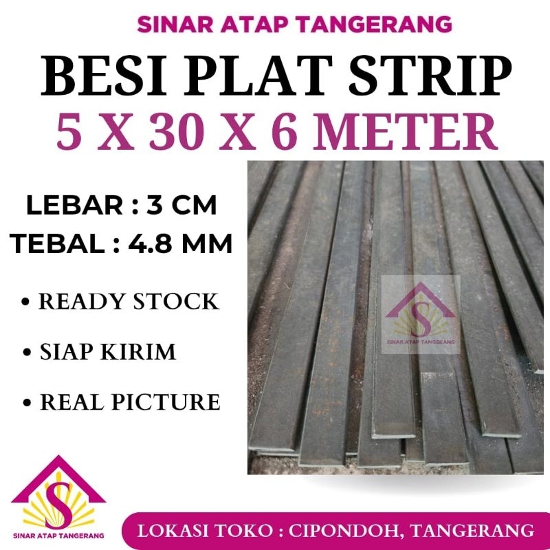 Jual BESI PLAT STRIP 3 cm TEBAL 4.8 mm PANJANG 6 METER | Shopee Indonesia
