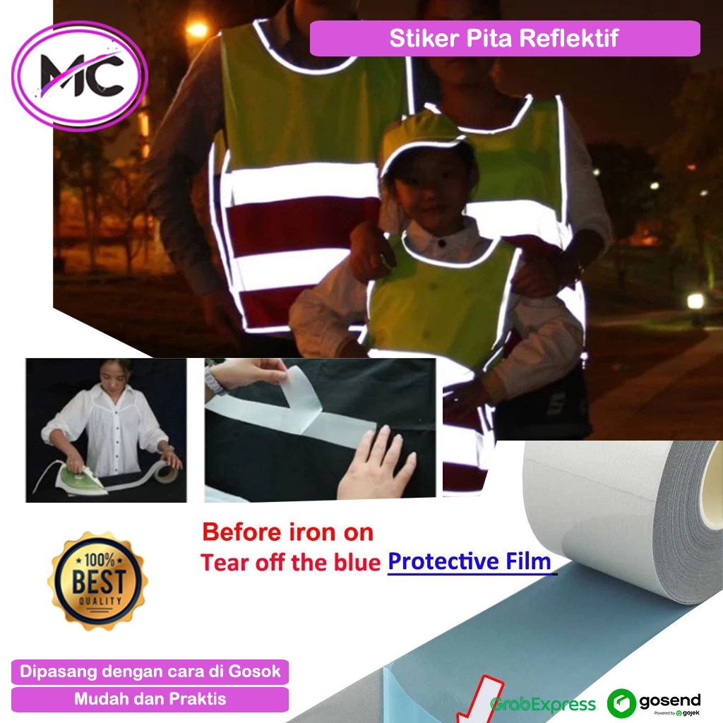 Jual Sticker Pita Reflektor Reflektif Jaket Baju Rompi Pakaian Heat ...