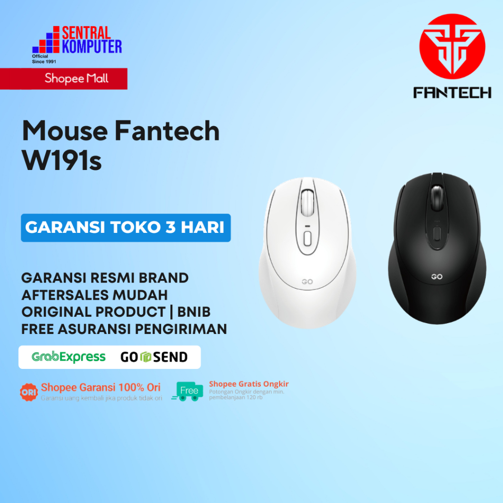 Jual FANTECH GO Wireless Mouse W191s Silent Click DUAL MODE 2.4Ghz 1600DPI | Shopee Indonesia