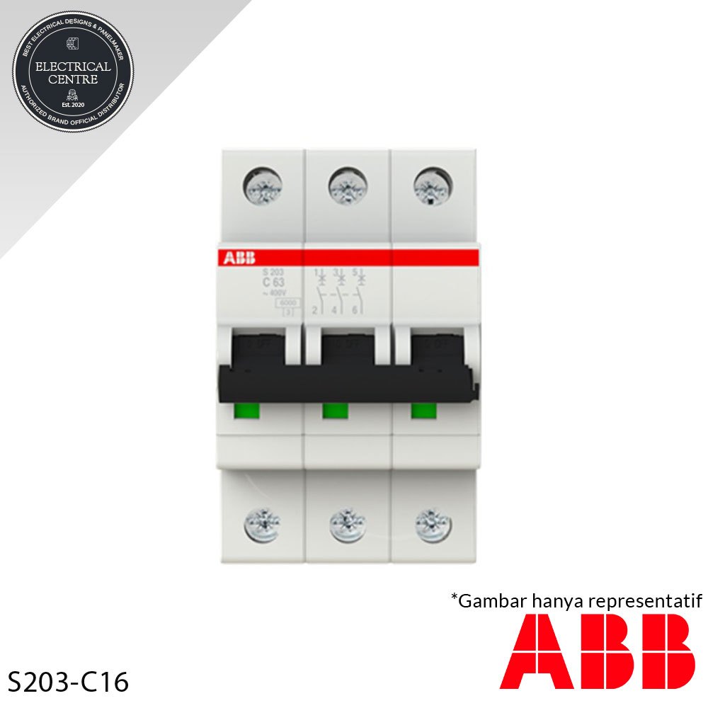 Jual MCB ABB S203-C16 Miniature Circuit Breaker 3P 16A 6kA 2CDS253001R0164 | Shopee Indonesia