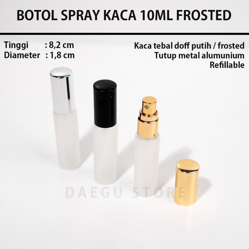 Jual Botol Spray 10ml Kaca FROSTED DOFF - Tutup Alumunium Metal Parfum Isi Ulang Travel Size ...