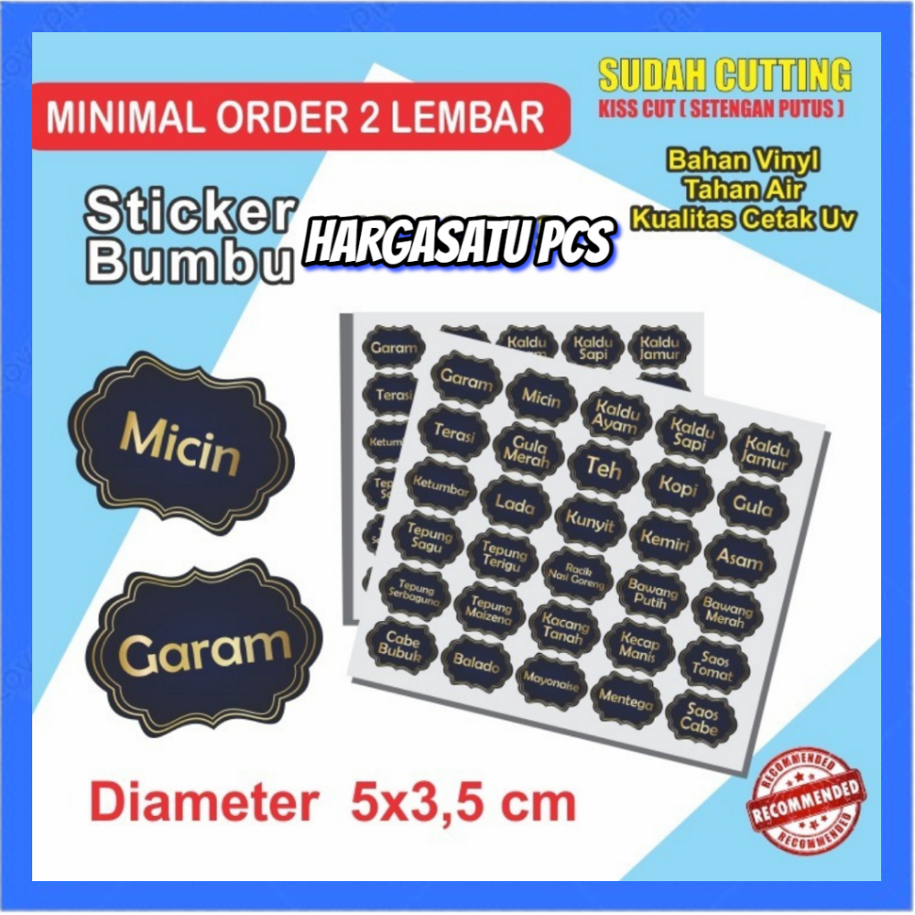 Jual Stiker Label Bumbu Dapur Stiker Toples Wadah Bumbu Dapur Isi 72 ...