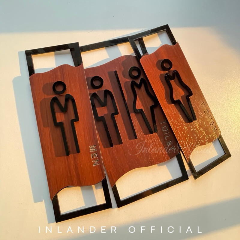 Jual Sign Board Papan Kayu Dekorasi Tanda Toilet Kamar Mandi Akrilik ...