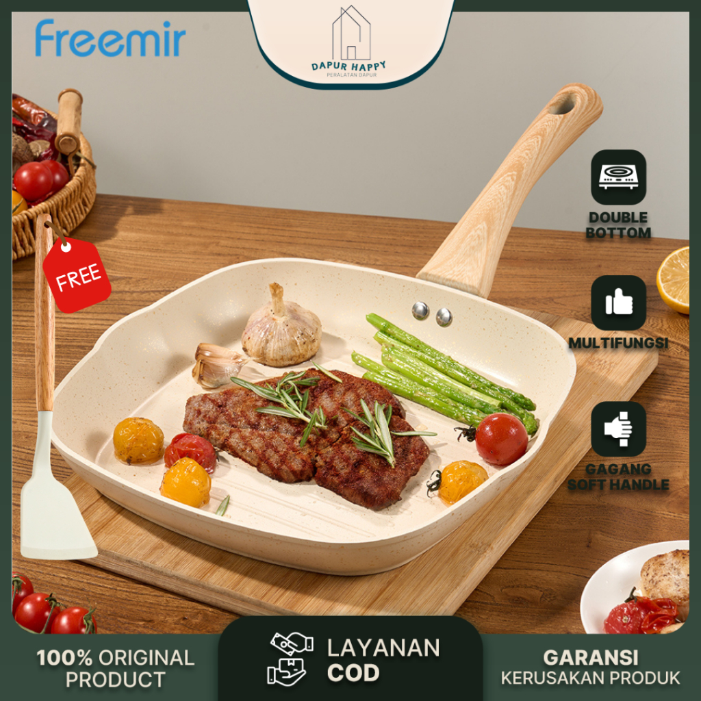 Jual freemir Grill Pan 28cm Alat Panggang BBQ Anti Lengket Double ...