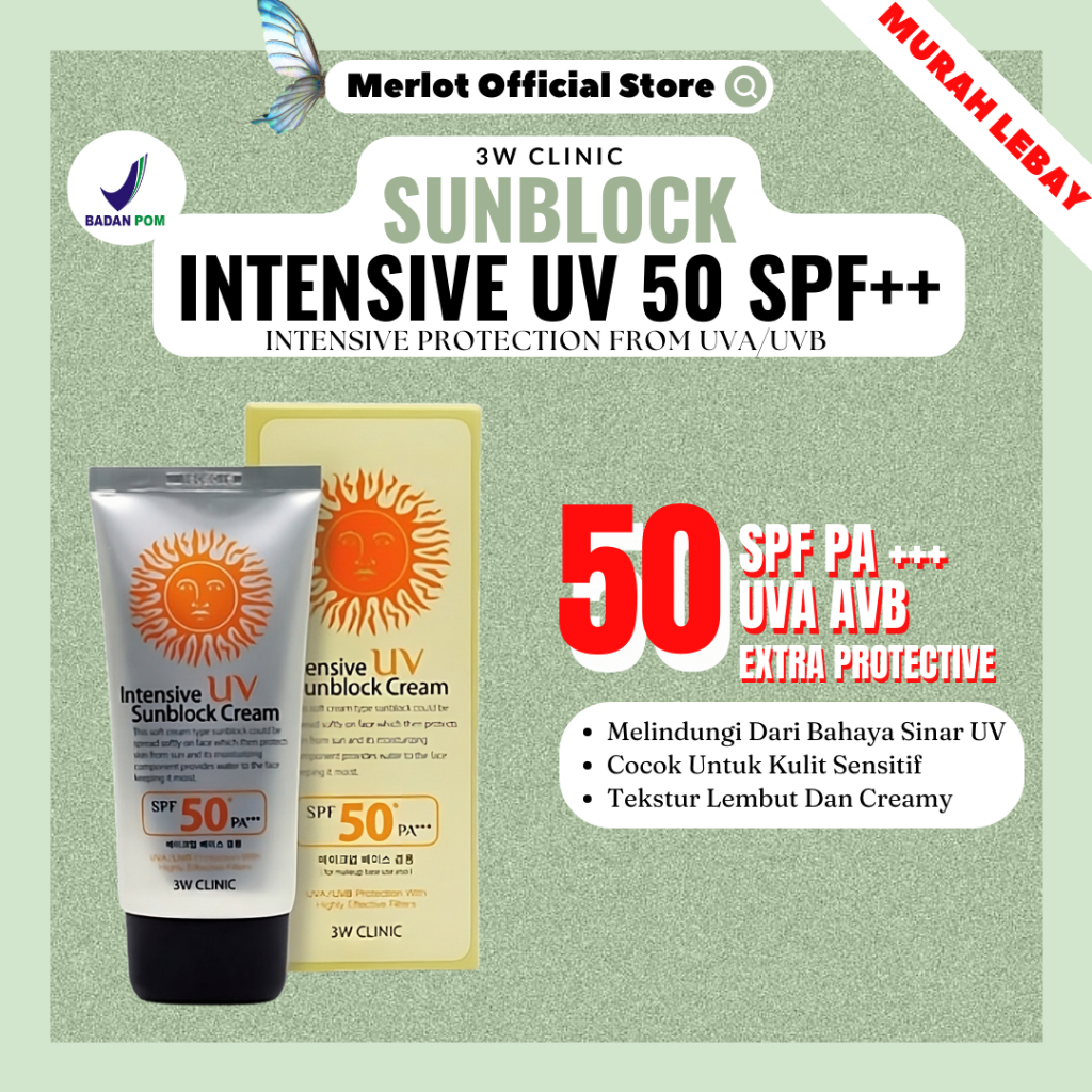 Jual 3W Clinic SUNBLOCK Intensive UV 50 SPF PA+++ Extra Protective ...