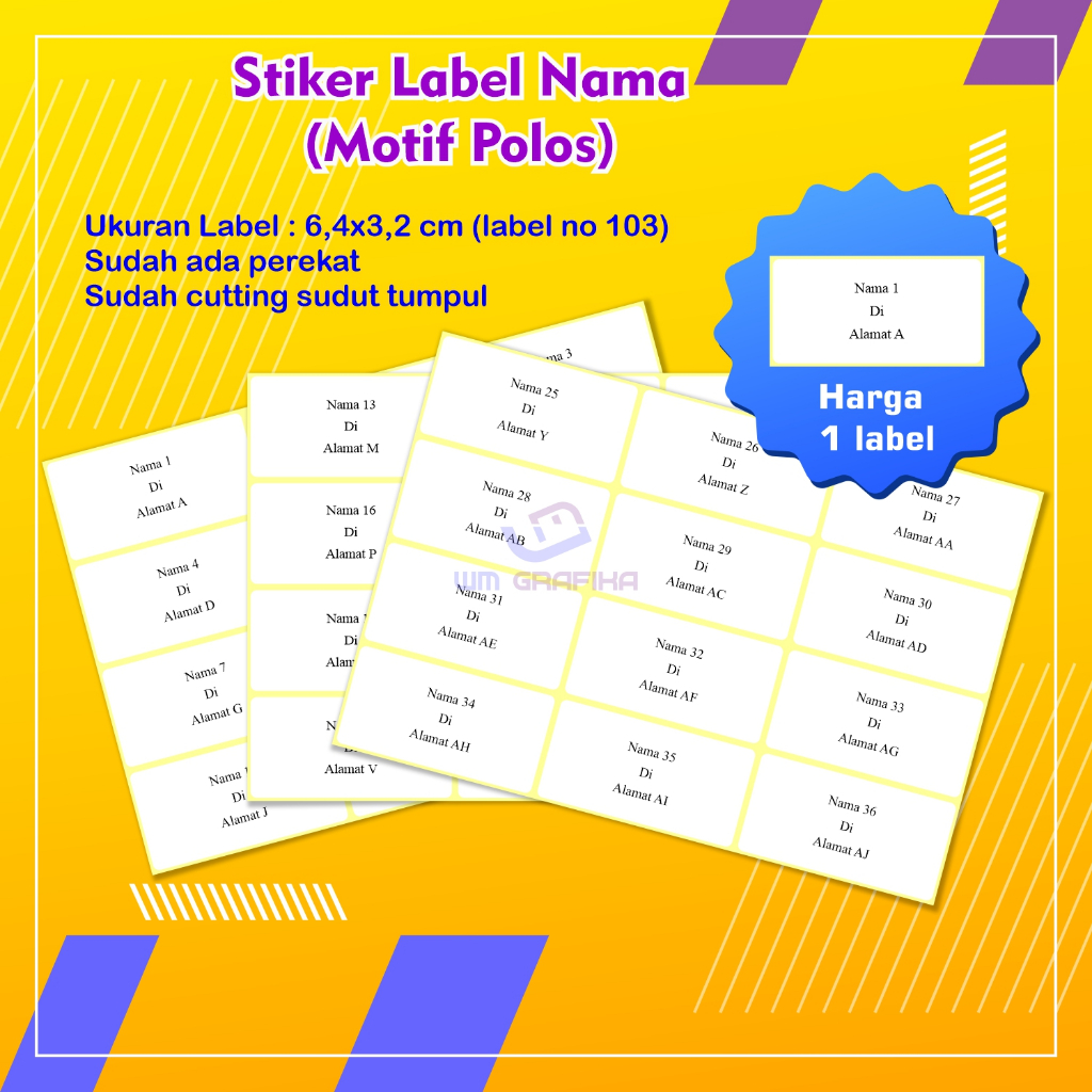 Jual Stiker Label Nama Undangan Print Cetak Polos Sticker Nama Buku ...