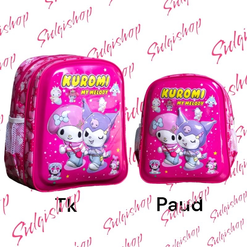 Jual tas sekolah anak labubu/ tk paud, laki"& perempuan/ tas melody,kuromi (2,ruang) led timbul ...