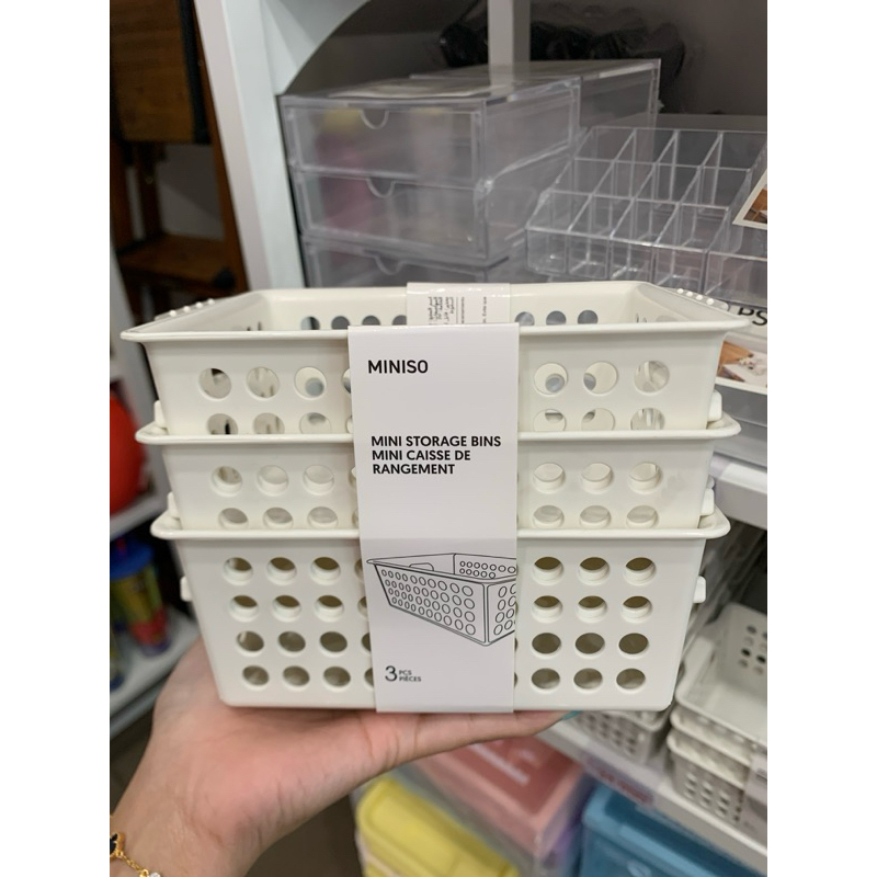 Jual Miniso Mini Storage Bins (3 pcs)(White) | Shopee Indonesia