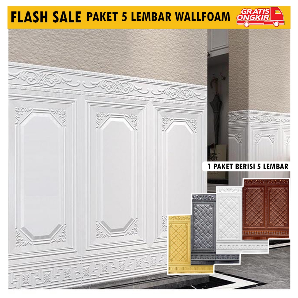 Jual JKLP Paket Isi 5 Lembar Wallpaper 3D Wallfoam Dinding Motif 4.5mm ...
