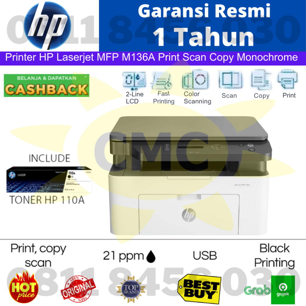 Jual Printer HP Laserjet MFP M136A M 136A Print Scan Copy Pengganti HP ...