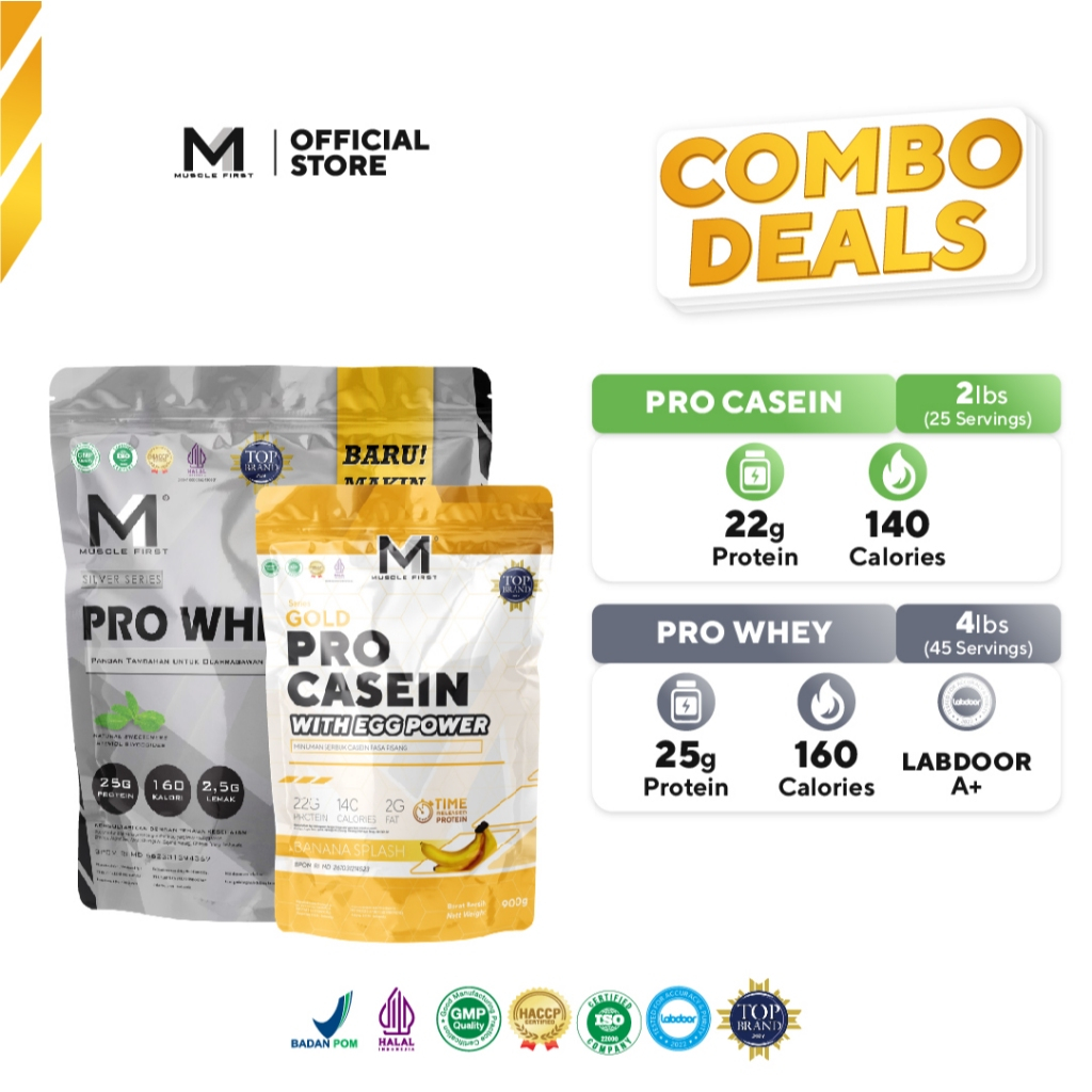 Jual [BUNDLE] MUSCLE FIRST Pro Casein 2lbs + Pro Whey 100 4lbs - Whey ...