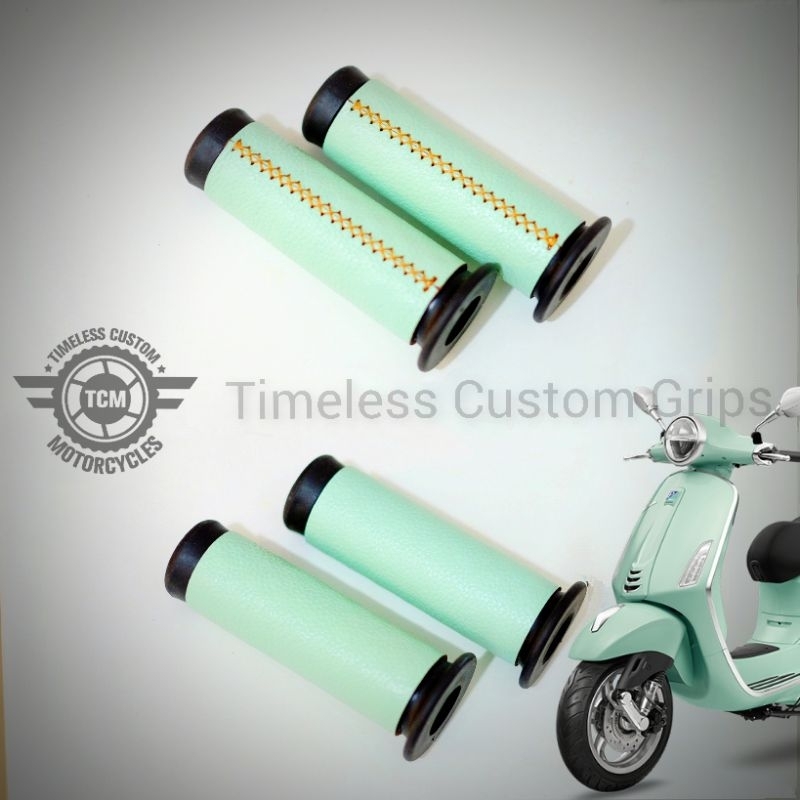 Jual Vespa Primavera Hand Grips Green Relax Mint Genuine Leather ...