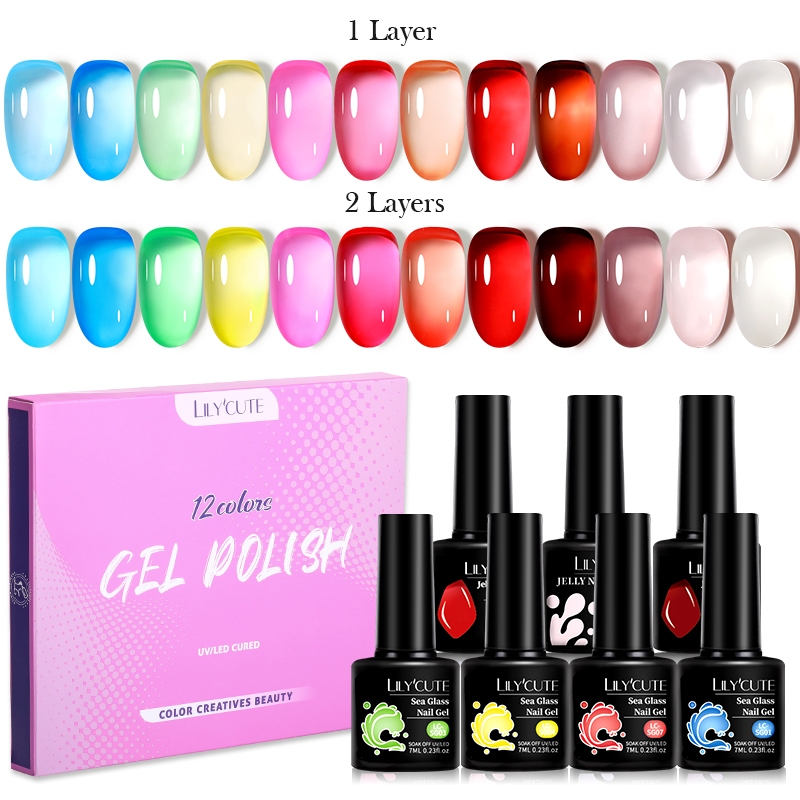 Jual LILYCUTE 12pcs Jelly Nail Gel Set Kutek Jelly Gel Nail Polish ...