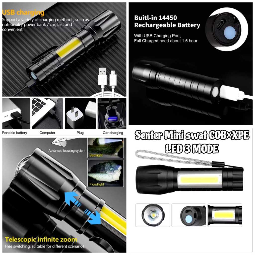 Jual Senter Mini Swat COB X xpe led 3 Model CMP-20/SENTER MINI SUPER TERANG | Shopee Indonesia