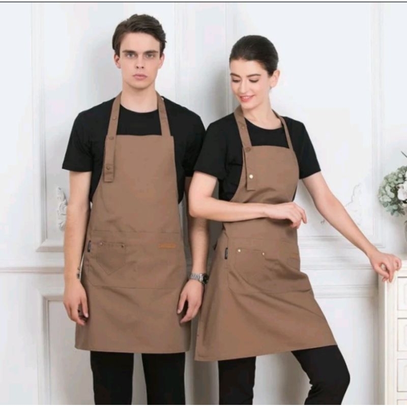 Jual Apron Waterproof Celemek Masak Dapur Pria Wanita Chef Pelayan Cafe ...
