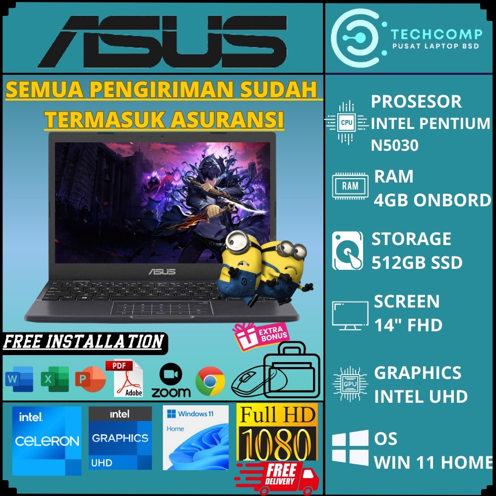 Jual LAPTOP SLIM DESIGN ASUS VIVOBOOK E410MA / L410MA INTEL N4020 RAM ...