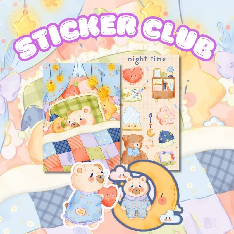 Jual BlossomB - night time Hand drawing sticker sheet / waterproof ...