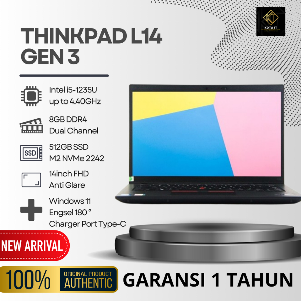 Jual Laptop Lenovo ThinkPad L14 Gen 3 with Intel i5 gen 12 and 8GB RAM ...