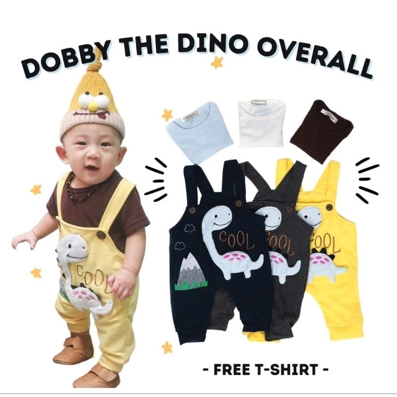 Jual Setelan Overall Baju Kodok Anak 1-2 Tahun Dobby The Dino Pakaian ...