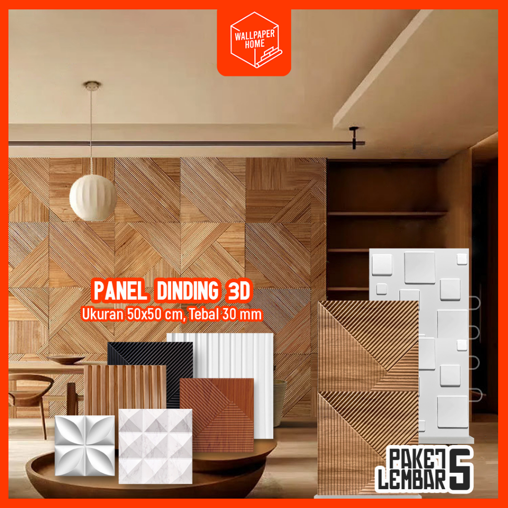Jual Wallpaper Home - Paket 5 Lembar Wall panel Dinding 3D PVC Tebal ...